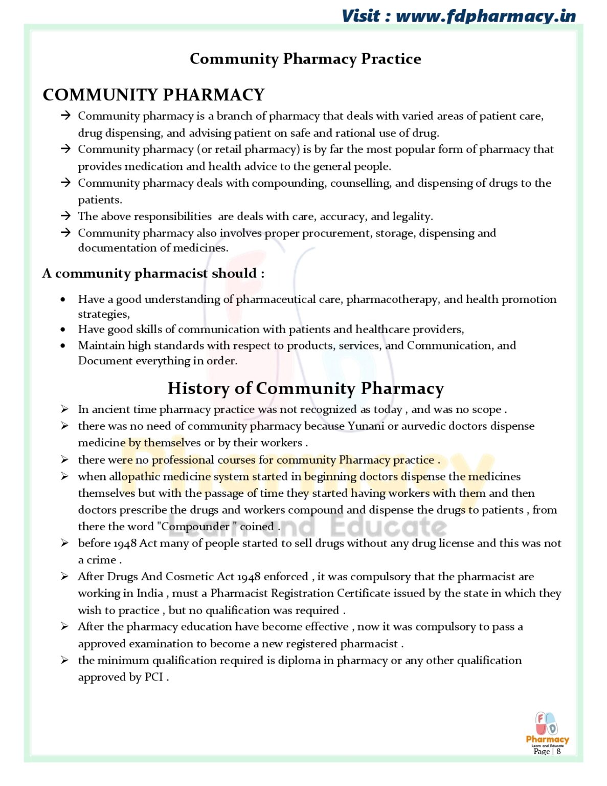D.Pharma 2nd Year Notes – FDPharmacy