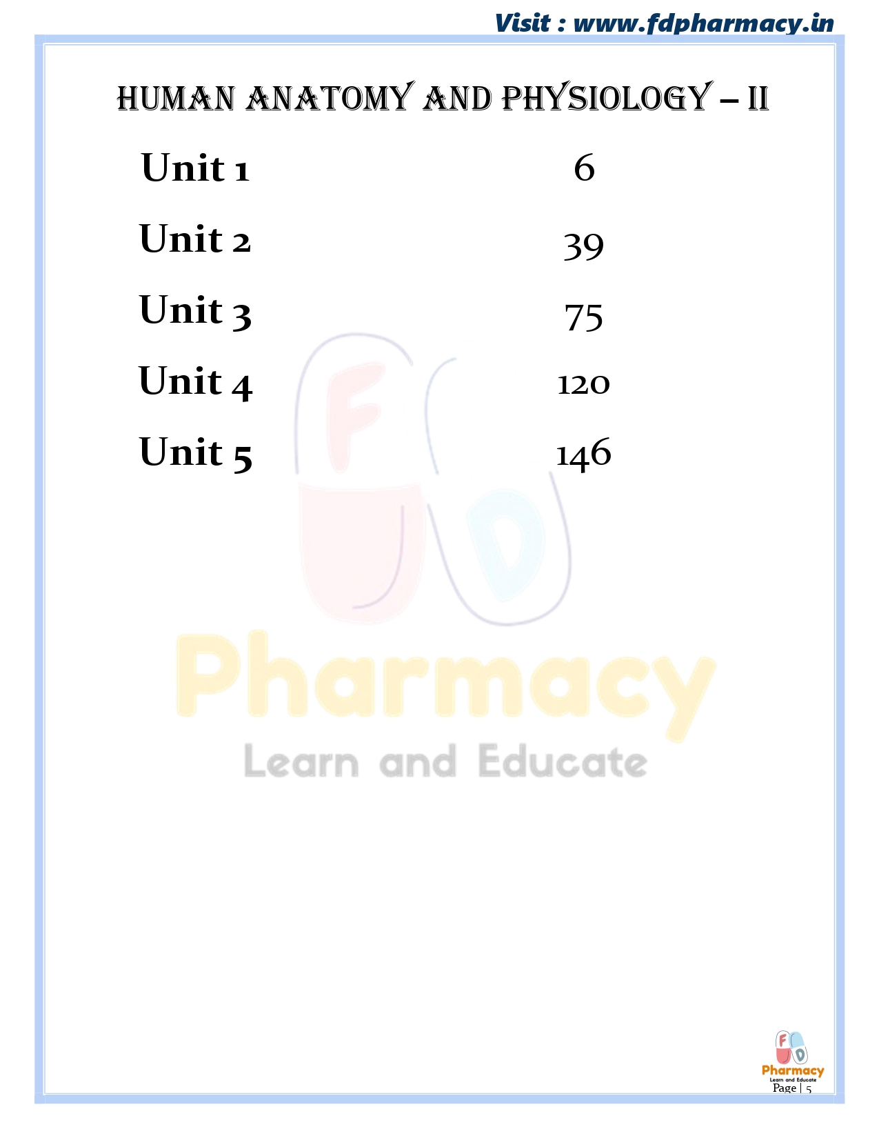 Human anatomy and physiology – II All Unit Notes – FDPharmacy